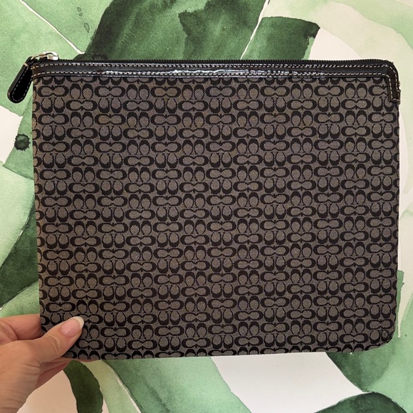 Coach | Accessories | Coach Signature Black Gray Zip Tablet Case 75 X ...